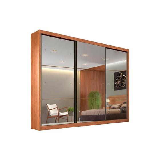 Guarda Roupas 3 Portas de Correr e 8 Gavetas c/ 3 Espelhos Sollo Plus ...