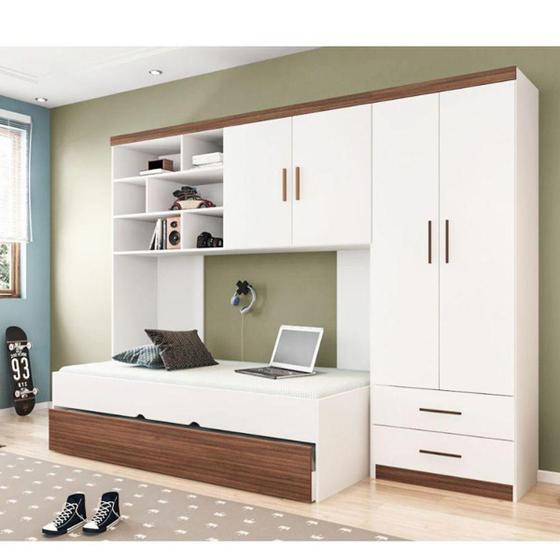 Guarda Roupas 4 Portas Com Cama Embutida Solteiro - Phoenix Baby - Cama ...