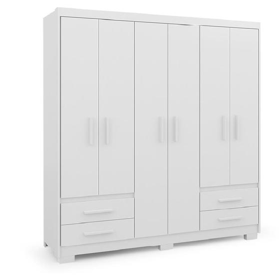 Guarda Roupas Casal 6 Portas 4 Gavetas Primacy Branco Batrol - Guarda ...
