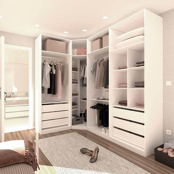 Guarda Roupas de Canto Closet Aberto 3 MA³dulos com 6 Gavetas 4 ...
