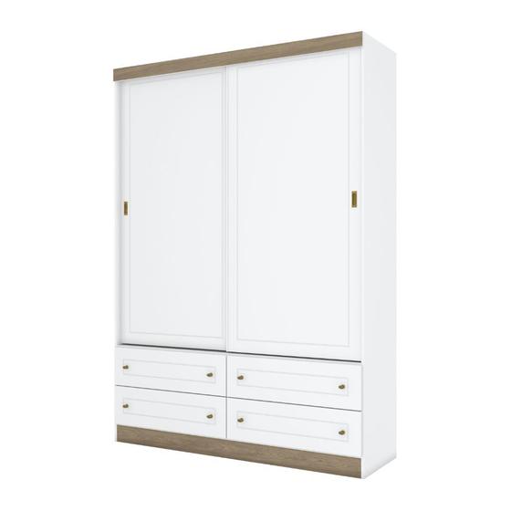 Guarda Roupas Henn Americano 02 portas deslizantes Branco Rústico ...