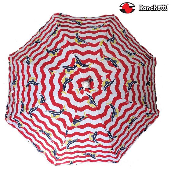 Guarda Sol Algodão cabo Madeira 1.40 Metros Branco/Vermelho - Ronchetti ...