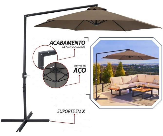 Guarda Sol Grande Ombrelone de Jardim, Varanda e Piscina BEL Veneza 3 ...