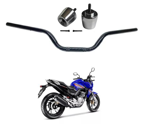 Guidão Com Pezinho Peso Moto Cbx 250 Twister Preto Fosco 2014 Diante