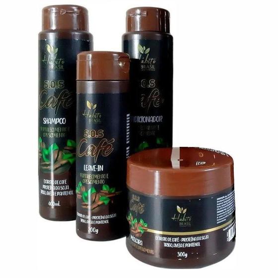 Habito Cosmeticos Kit Sos Café Fortalecimento E Crescimento Capilar 4 ...