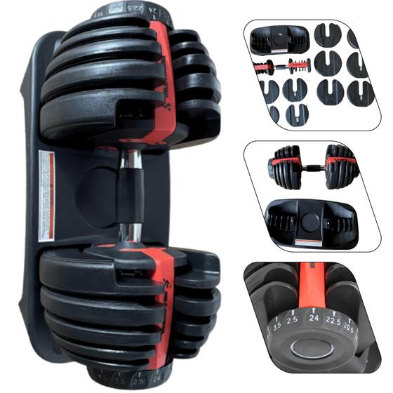 Halter Ajustável Portátil até 24kg para Treino em Casa Regulagem Fácil ...