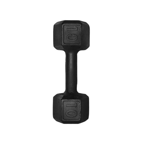 Halter Sextavado 10 kg Pintado Preto Ferro Fundido Academia Musculação ...
