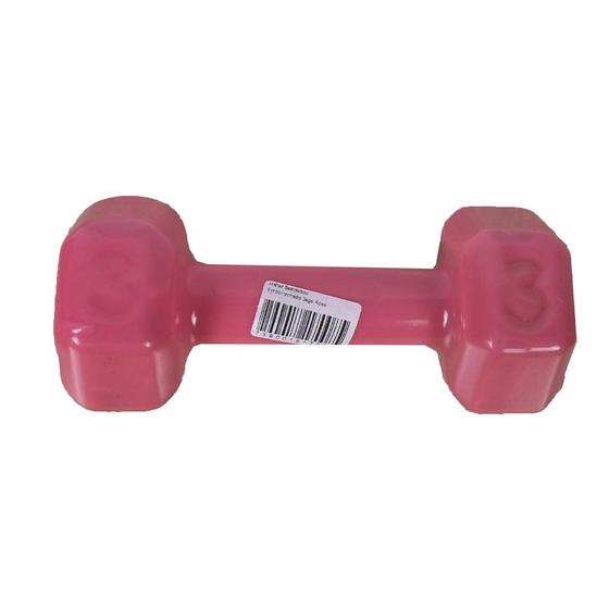Halter Sextavado Emborrachado de Peso Academia Funcional 3Kg Rosa - 1 ...
