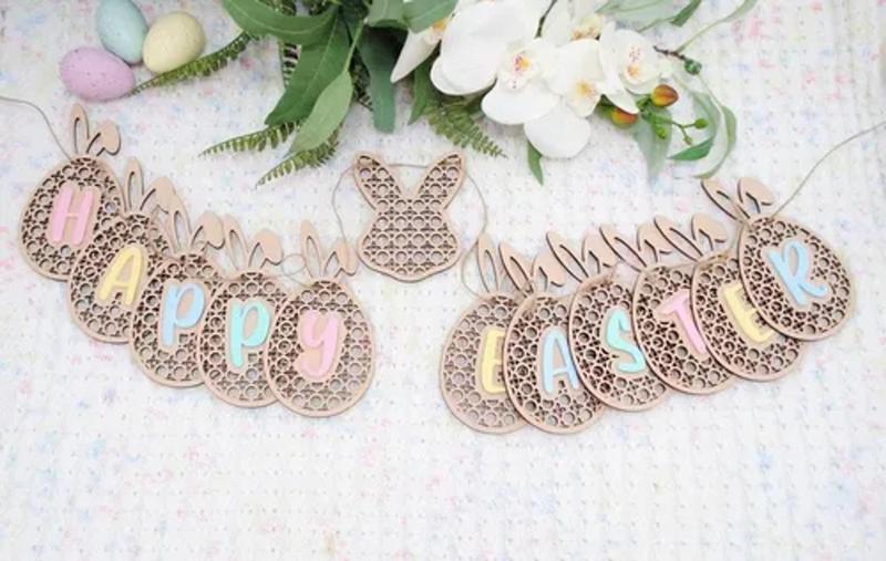 Happy Easter Decoração Páscoa Mdf Estilo Palhinha - Usimade Decor - Tag ...