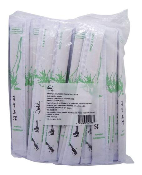 Hashi Waribashi Palito De Bambu Descartável 100 Pares - GW - Hashi ...
