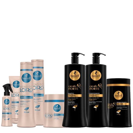 Haskell Bendito Loiro Completo 500ml + Kit Cavalo Forte Shp/Cond/Máscara 1L/kg - Kit de ...