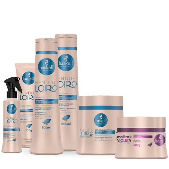 Haskell Bendito Loiro Completo Grande + Máscara Matizadora para Cabelo Loiro - Kit de Tratamento ...