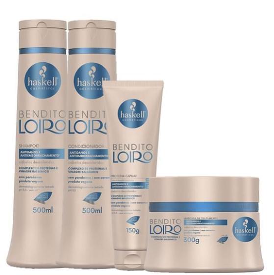 Haskell Bendito Loiro Duo 500ml Proteina Capilar 150g e Mascara 300g - Kit de Tratamento para ...