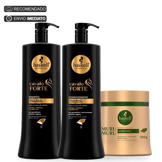 Haskell Cavalo Forte Kit 1 Litro + Manteiga Murumuru 500g - Kit de Tratamento para Cabelos ...