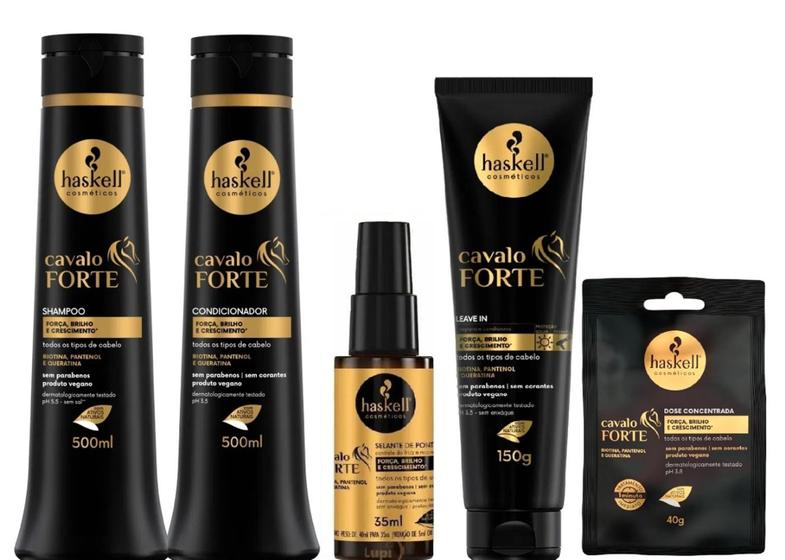 Haskell cavalo forte shampoo + condic 500ml + selante 35ml + leave-in ...