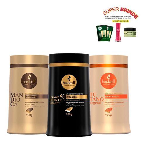 Haskell Kit 3 Máscaras Cavalo Forte + Tutano + Mandioca 1kg - Máscara ...