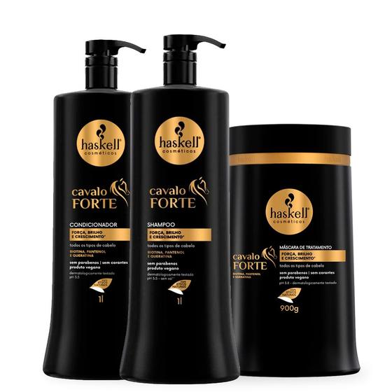 Haskell Kit Cavalo Forte Shampoo Condicionador 1 Litro Máscara 900g ...