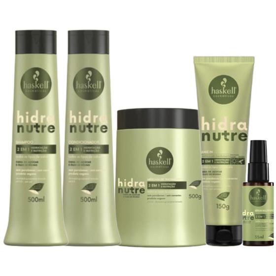 Haskell Kit Hidranutre Sh/cond/masc 500ml + Leave-in E Sérum - Kit de Tratamento para Cabelos ...