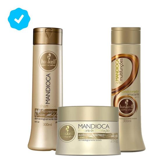 Haskell Mandioca Shampoo 300ml Mascara 250g + Cond. Afro 300ml - Kit Shampoo e Condicionador ...