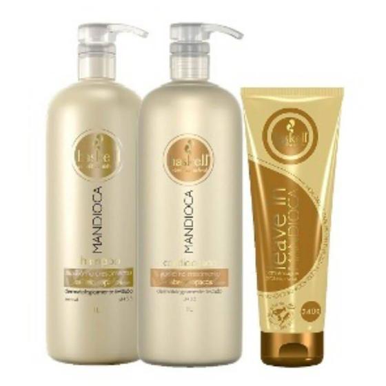 Haskell Mandioca Shampoo + Condicionador 1 L + Leave In 240g - Kit de Tratamento para Cabelos ...
