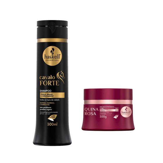 Haskell Máscara Quina Rosa 250g + Shampoo Cavalo Forte 300ml - Kit Shampoo e Condicionador ...