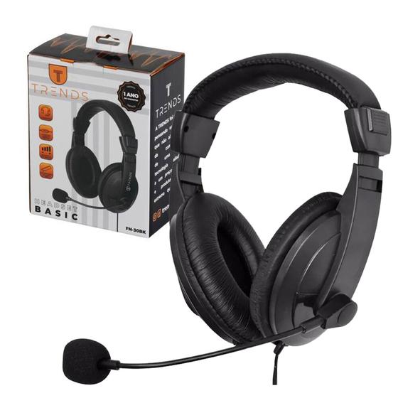 Headset com Microfone Básico conexão P3 Trends - FN-30BK - Headset com ...