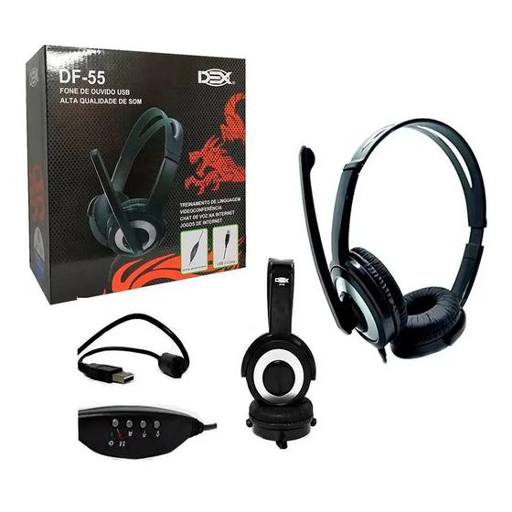 Headset Fone De Ouvido Gamer Usb 2.0 Df-55 Com Controle Dex DF-55 ...