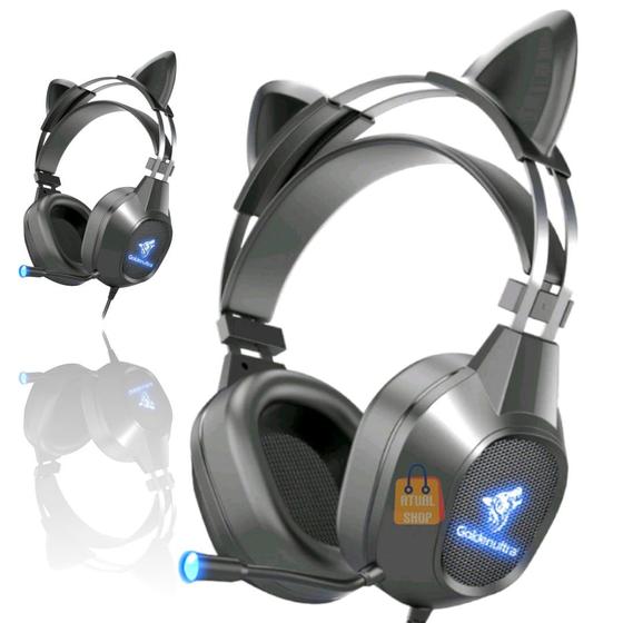 Headset Fone Gatinho Gamer com Microfone com Fio Goldenultra GT-64 ...