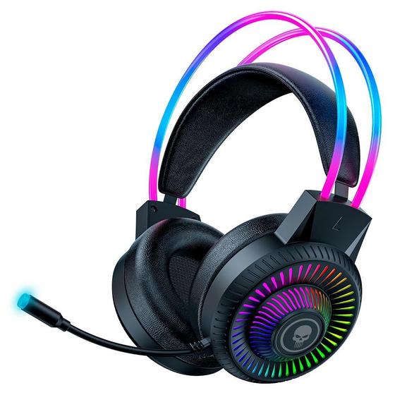 Headset Gamer Bright Flame, RGB, Surround 7.1, Drivers 50mm, USB, Preto ...