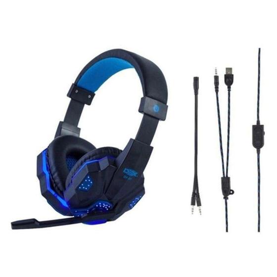 Headset Gamer Com Microfone Com Led Azul Usb P2 Dex Df-81 - Headset ...