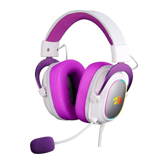 Headset Gamer Redragon Zeus RGB Surround 7.1 Branco com Roxo - Headset ...