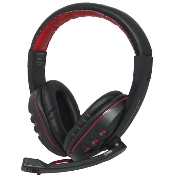 Headset Headphone Gamer Fone Ouvido P2 Super Bass com Microfone Pc Jogo Preto Vermelho Exbom HF ...