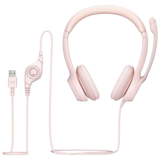 Headset Logitech H390 - Rosa - Headset com Fio - Magazine Luiza