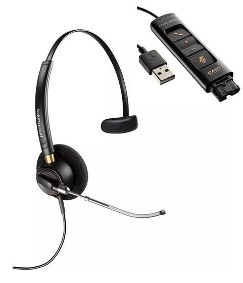 Headset Plantronics Poly Hw510v + Adaptador QD DA80 USB A - Headset com ...