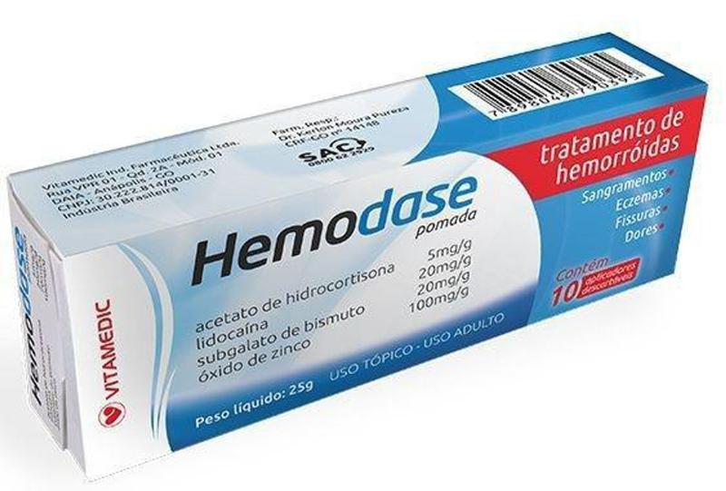 Hemodase Pomada 25Gr 10aplicadores Vitamedic - Material Médico e ...