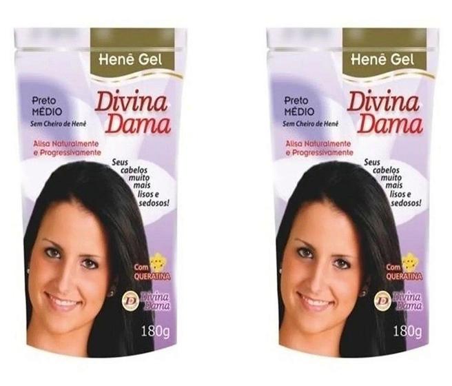 Hene de Cabelo Gel Preto Mèdio Pouch Divina Dama 180g. - Alisamento de ...