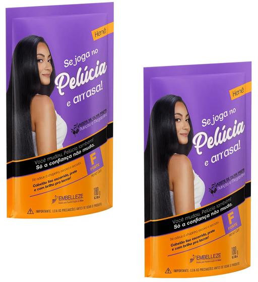 Hene em Gel Pelucia 180gr Preto Forte (Preto Azulado) Pouch Embelleze ...