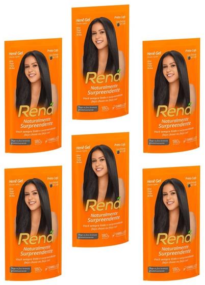Hene em Gel Rená Preto Café (Preto Escuro) 03x180gr Alisa, tinge e Da ...