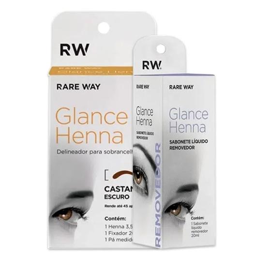 Henna Castanho Escuro + Sabonete Líquido Removedor Rare Way 20ml ...