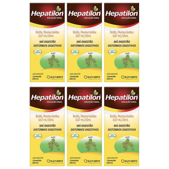 Hepatilon Boldo peumus boldus digestão 6x150ml kley hertz ...