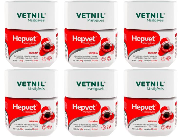 Hepvet Mastigáveis Vetnil - 30 Comprimidos - 6 Unidades - Farmácia Pet ...