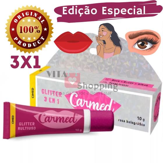 Hidratante Labial Carmed Glitter 3x1 Rosa Holográfico Carnaval 2025 ...