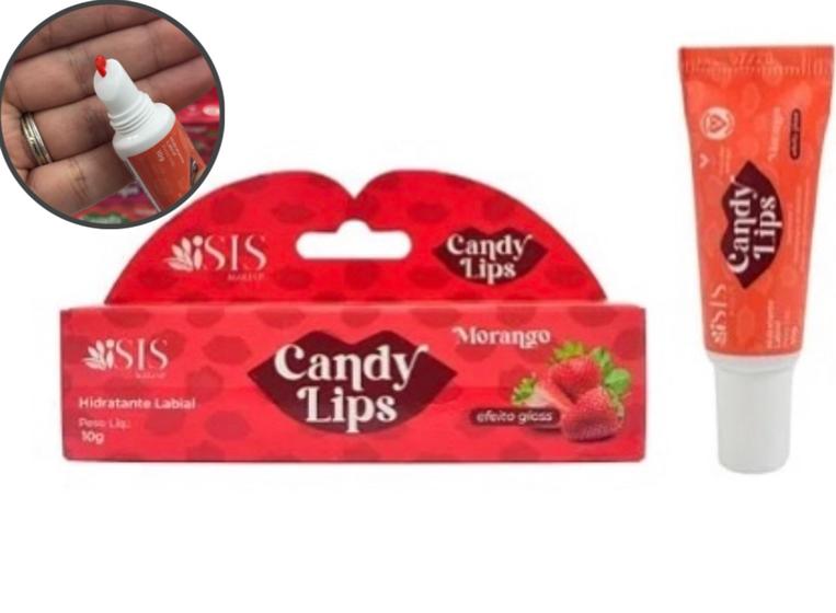 Hidratante Labial Efeito Gloss Candy Lips Morango 10g - Gloss e Brilho Labial - Magazine Luiza