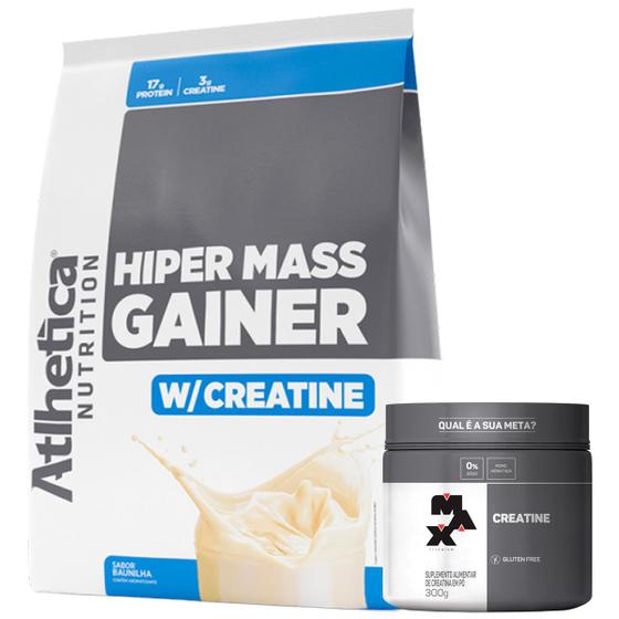Hiper Mass Atlhetica - Baunilha 3kg + Creatina 300g Max Titanium ...