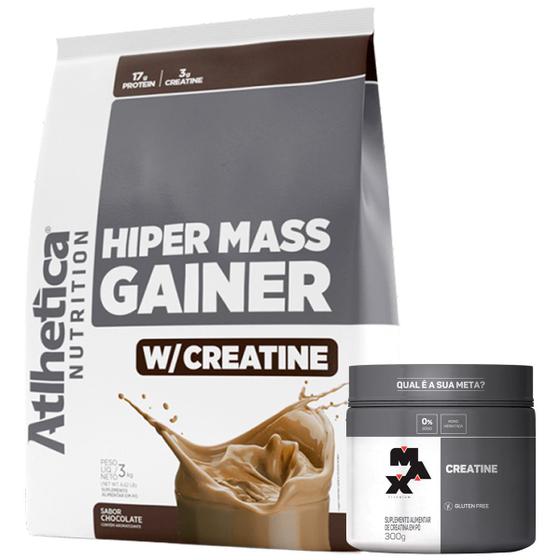 Hiper Mass Atlhetica Chocolate 3kg + Creatina 300g - Max Titanium ...