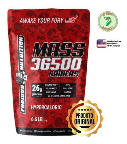 Hipercalórico Mass 36500 Gainers 3kg Zero Soja Glúten Furious Nutrition ...