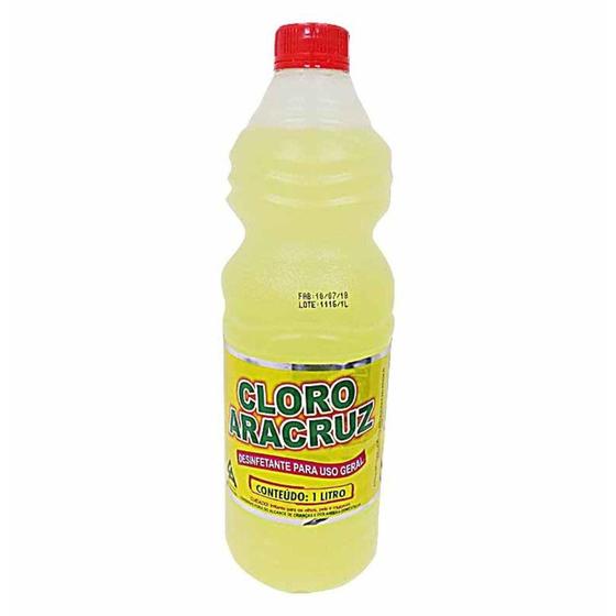 Hipoclorito de sodio (cloro) 1lt teor 3% / lt / cloro aracruz ...