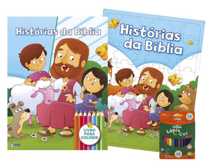 Histórias da Bíblia Livro com história para colorir com Quebra-Cabeça e ...