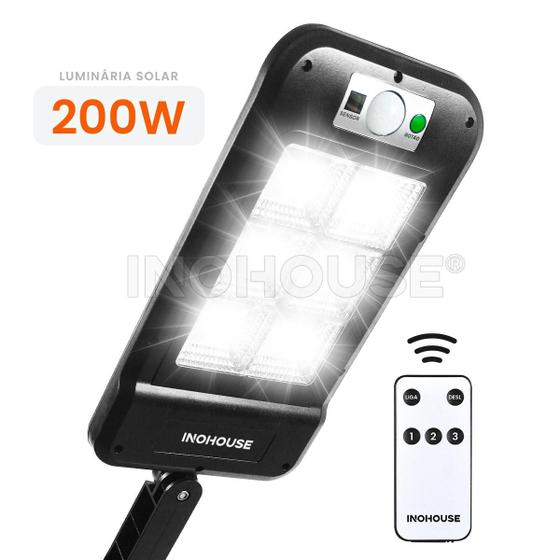 Holofote Refletor Solar Poste 200w Potente LED Controle Remoto 12h ...