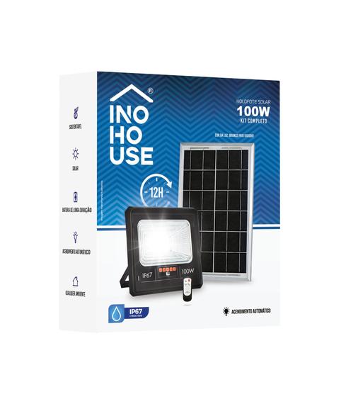 Holofote Solar Refletor Led Luminaria 100w Prova Dágua Autonoma12h Kit ...
